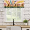 Kitchen Valances for Window, Summer Watercolor Sunflowers Green Leaves ...