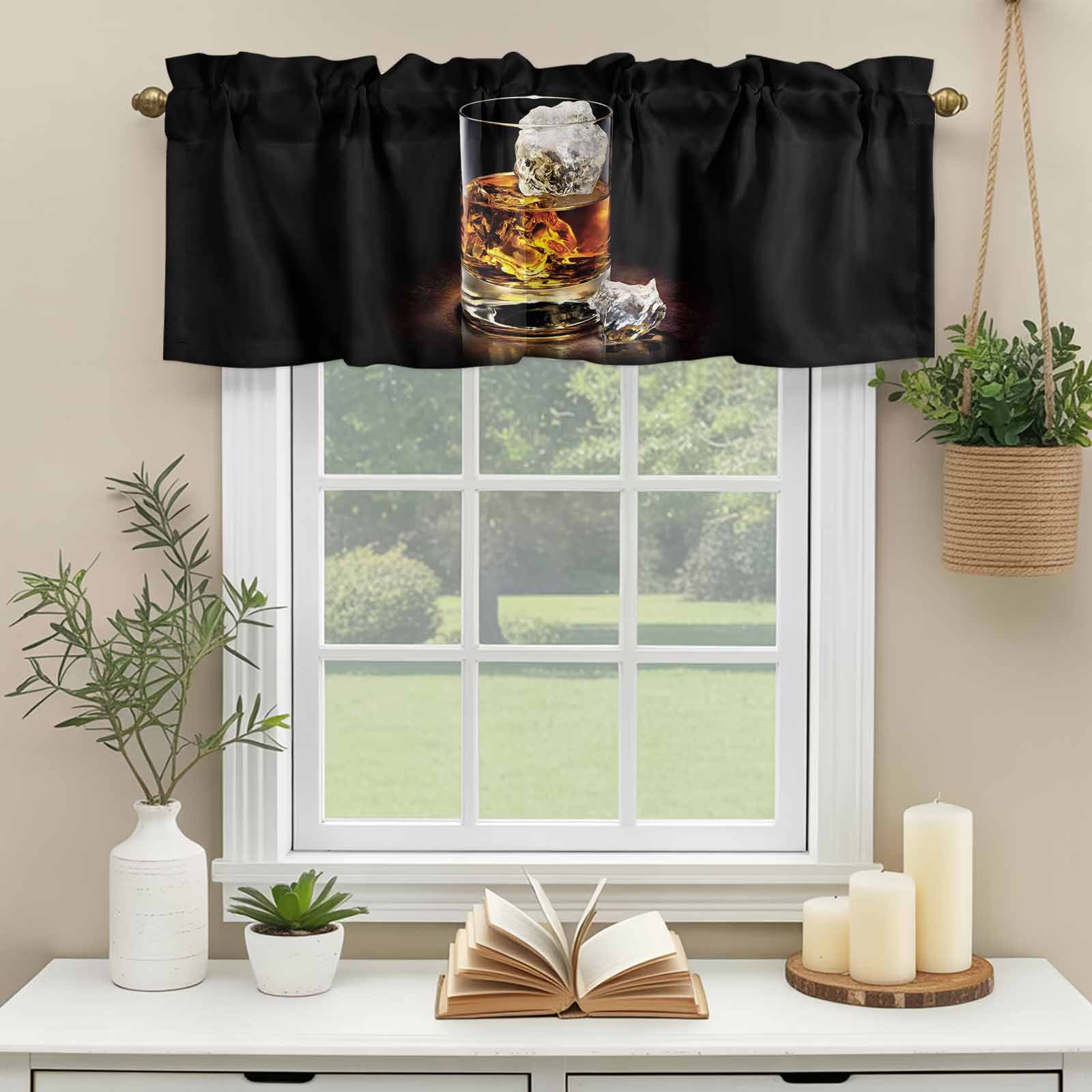 Kitchen Valances for Window, Vintage Farm A Glasses of Whiskey with Ice ...