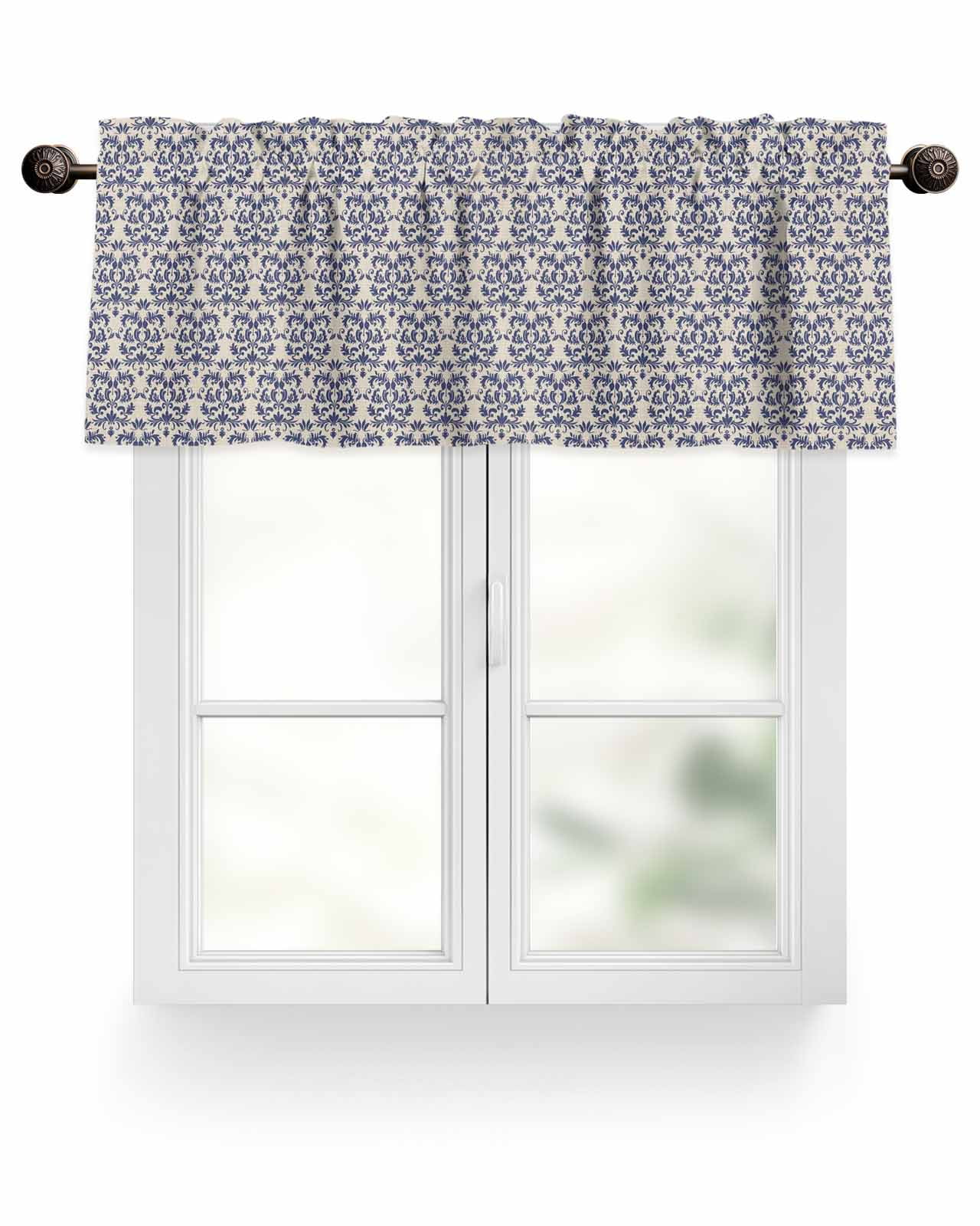 Kitchen Valances for Windows Baroque Pattern Vintage Abstract Flowers ...