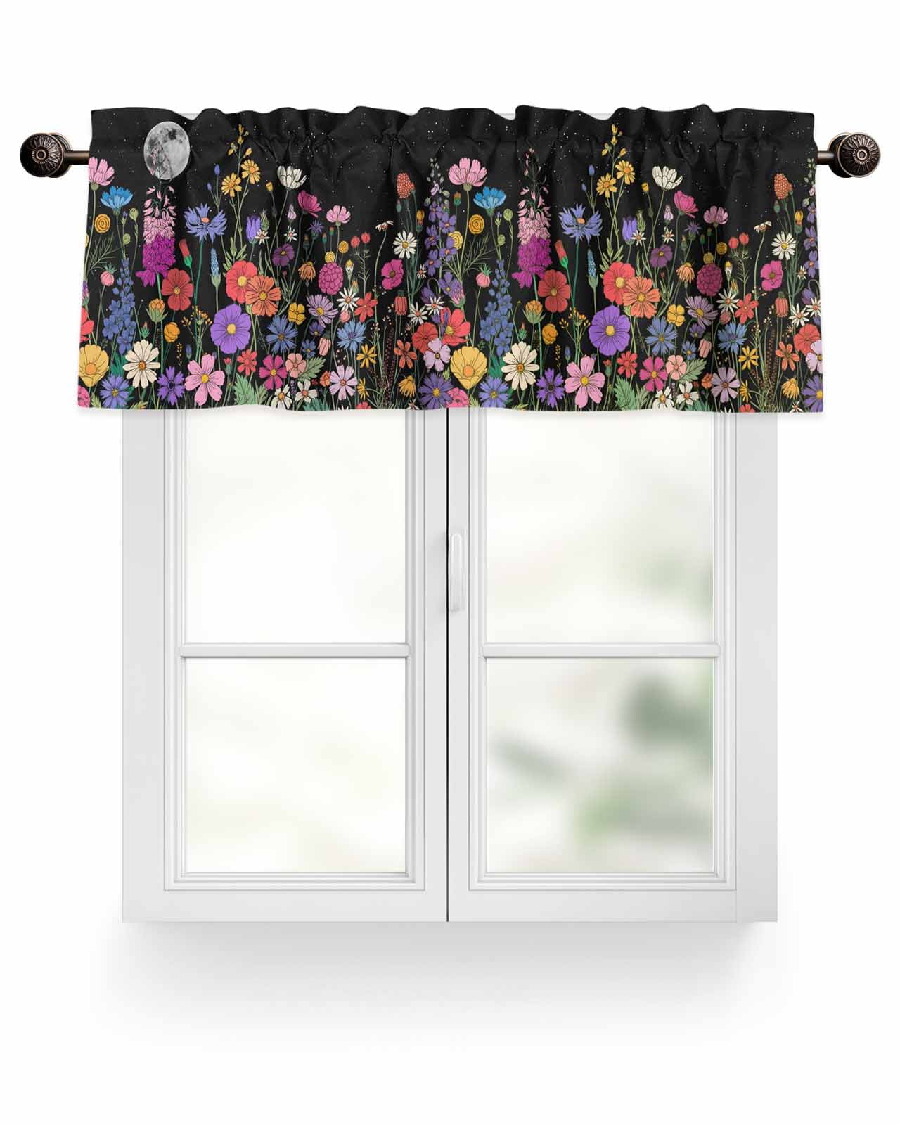 Kitchen Valances for Windows Colorful Flower Farmhouse Country Garden ...