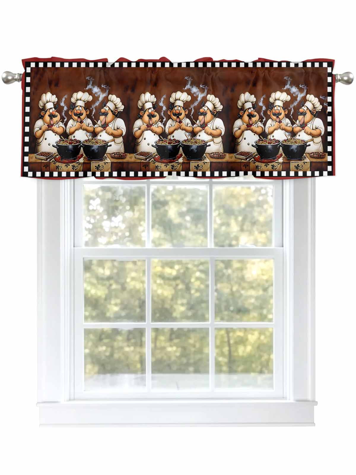 Kitchen Valances for Windows,Fun Chef Food Kitchen Cooking Valance ...