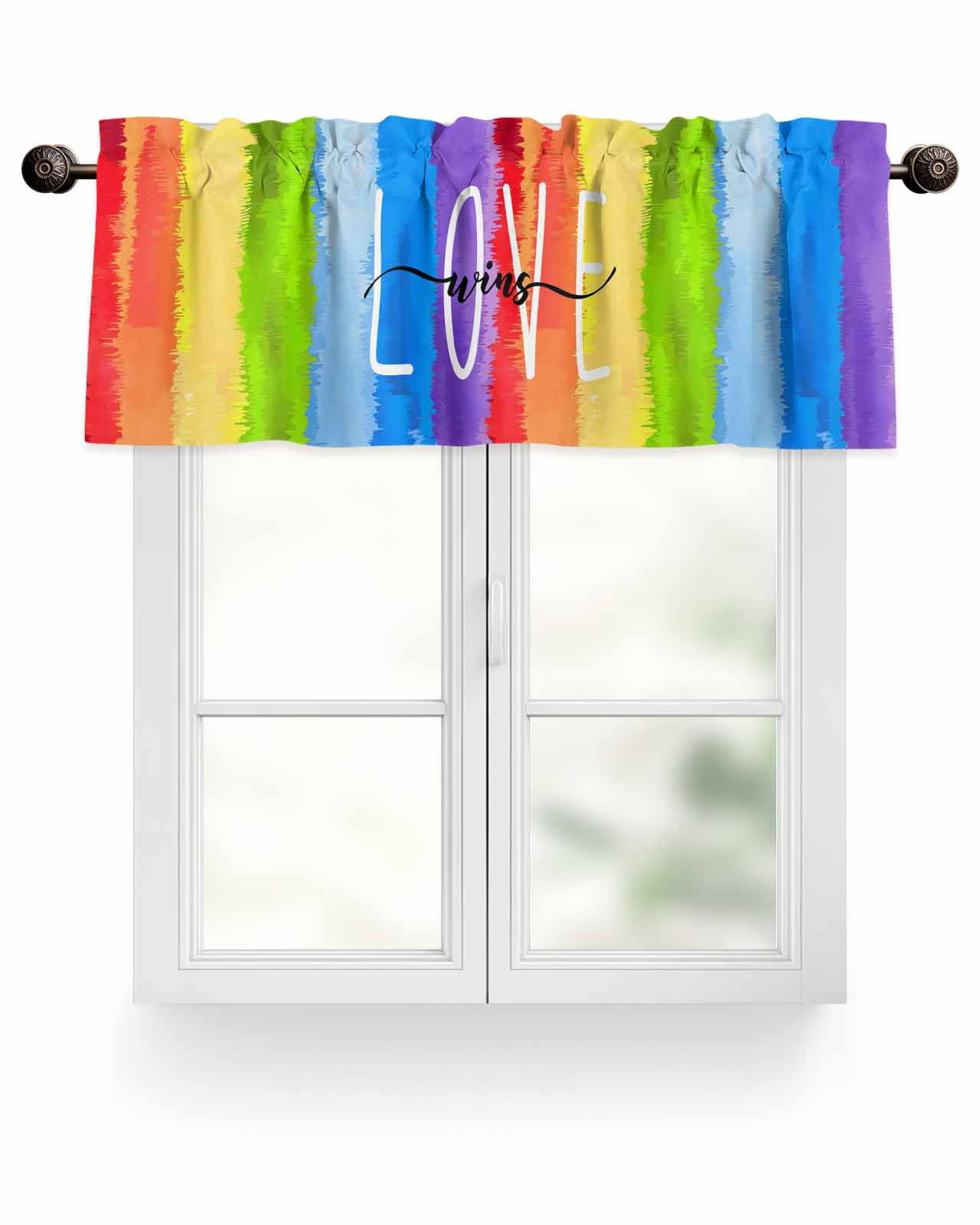Kitchen Valances for Windows Rainbow Gradient Love Wins Colorful Grass ...