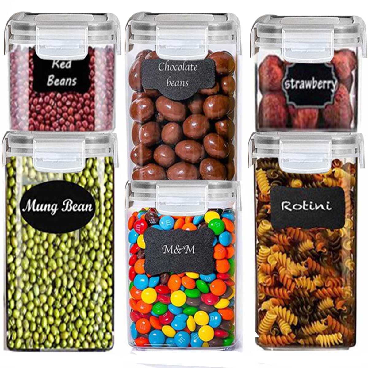 Kitchen Variety Set of 5 Pantry Organization Canisters with Lids, Multi ...