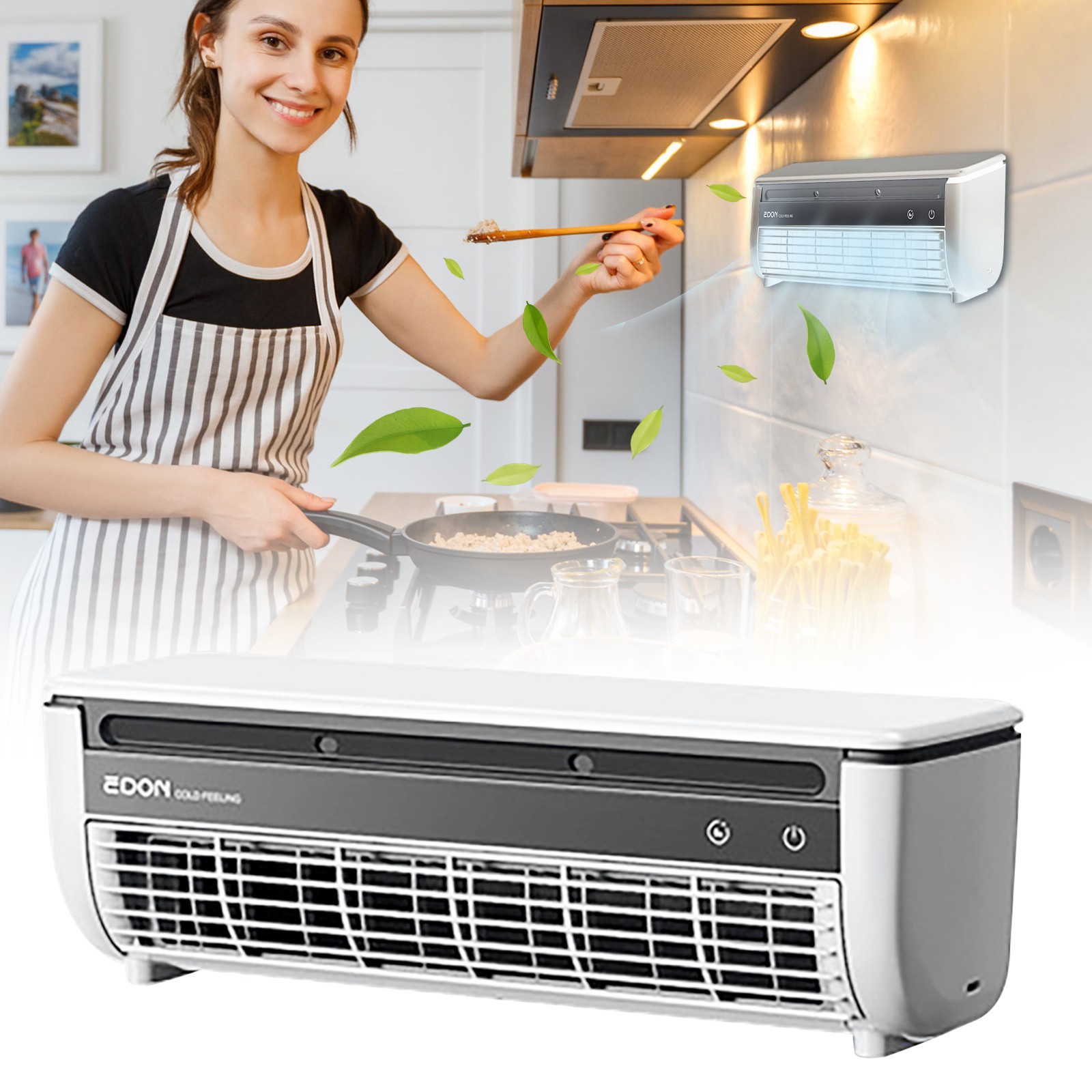 Kitchen Wall Air Conditioner Fan, 2025 New Wireless Charging Air ...