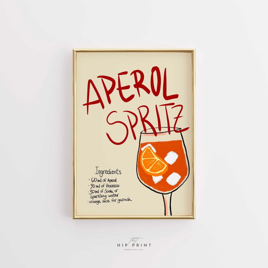 Kitchen Wall Art, Bar Decor, Aperol Spritz Art Print, Bar Cart Decor ...