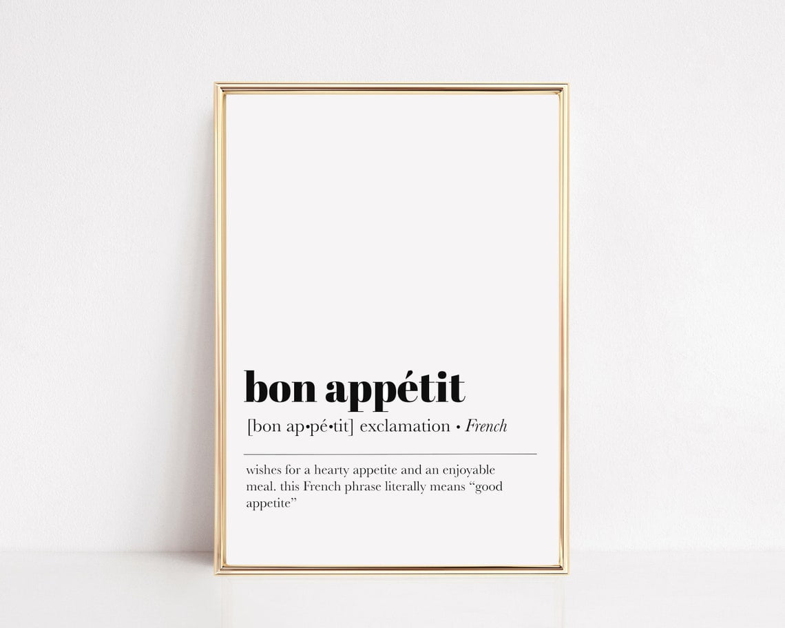 Kitchen Wall Art Bon Appetit Definition Print Dining Room Wall Art ...