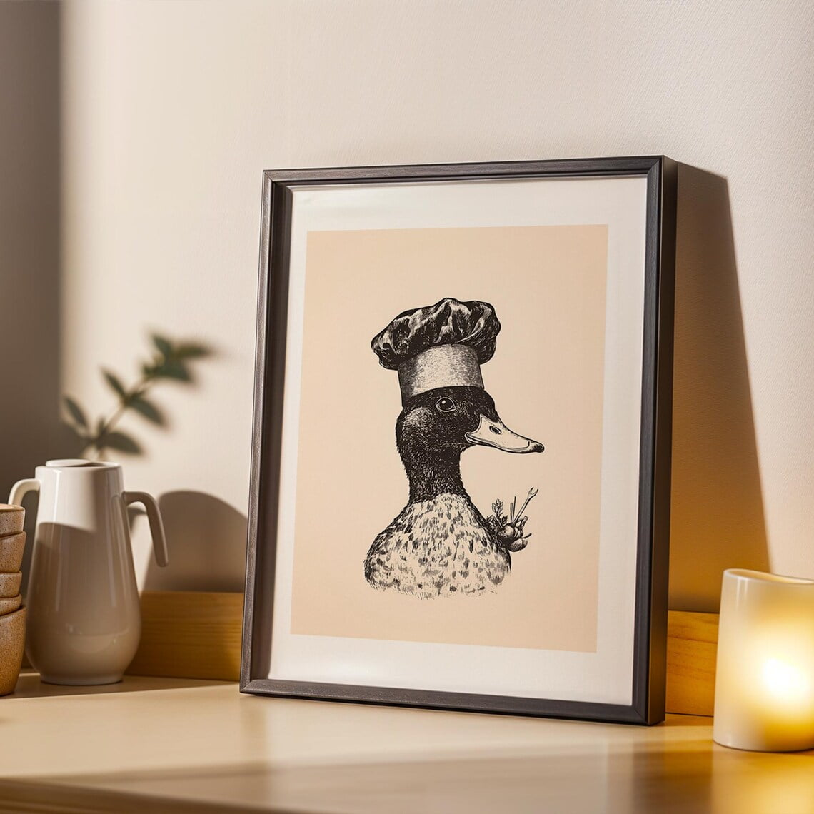 Kitchen Wall Art Duck, Vintage Duck Print, Chef Duck Kitchen Decor ...