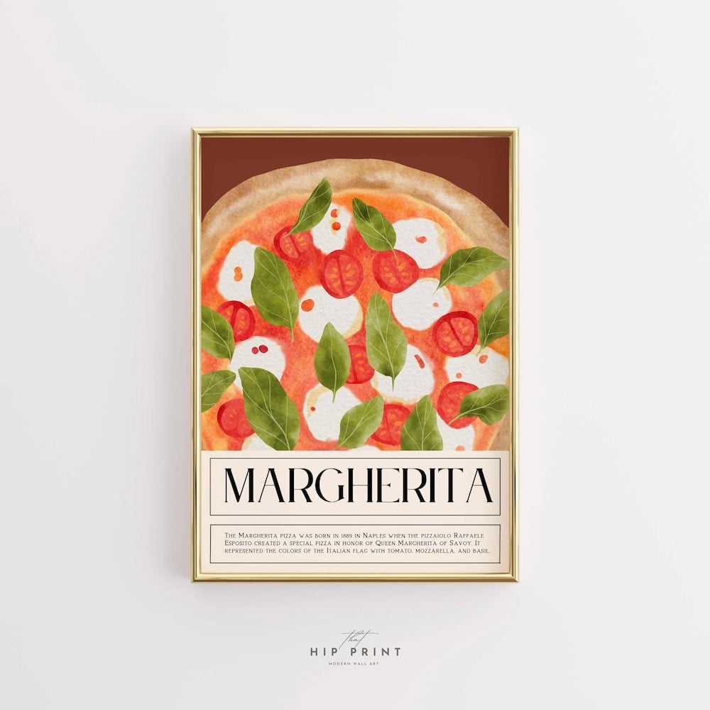 Kitchen Wall Art - Pizza Poster, Pizza Margherita Print, Bar Decor ...