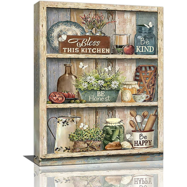 Kitchen Wall Art Rustic Bless Kitchen Pictures Wall Decor Farmhouse ...