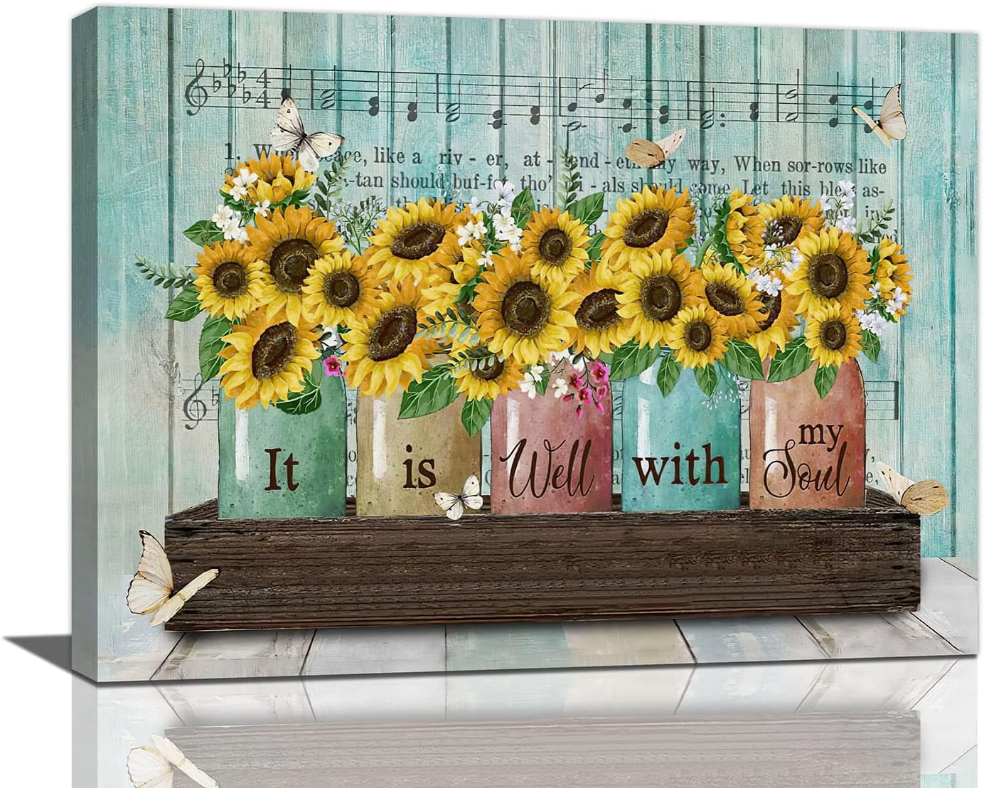 Kitchen Wall Art Rustic Daisy Sunflower Pictures Wall Decor Farmhouse ...