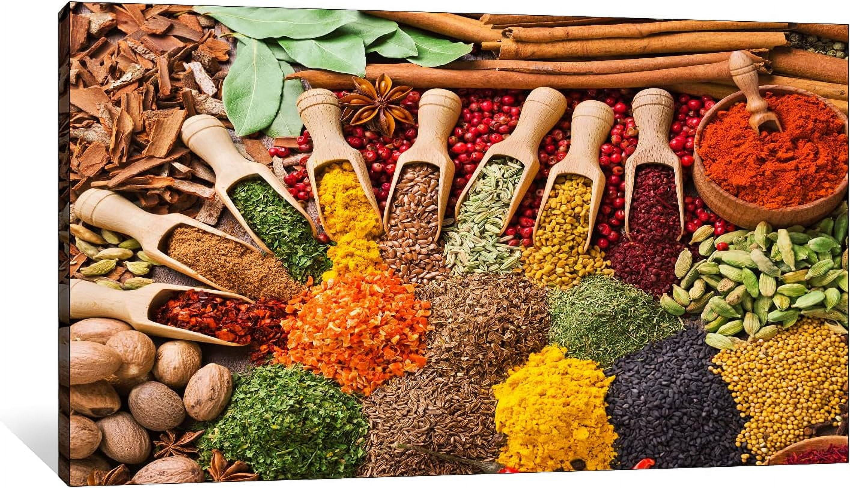 Kitchen Wall Art - Vintage Herbs & Spices Canvas Prints for Kitchen ...