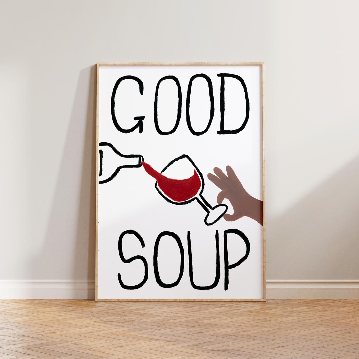 Kitchen Wall Art, Wine Print, Hand Painted Kitchen Prints, Good Soup ...