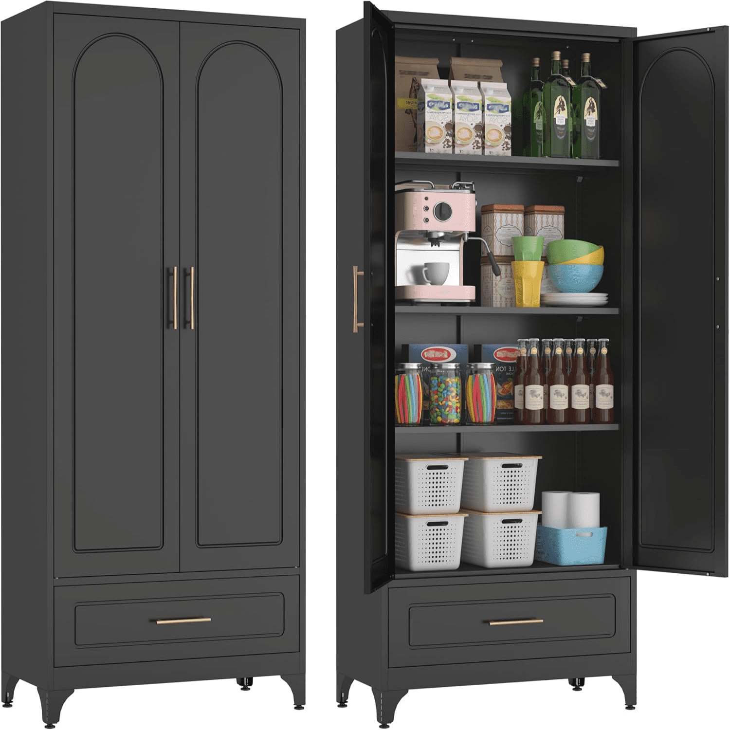 Kitchen Wall Cabinets Metal Laundry Wall Mounted Cabinet with 2 Doors ...