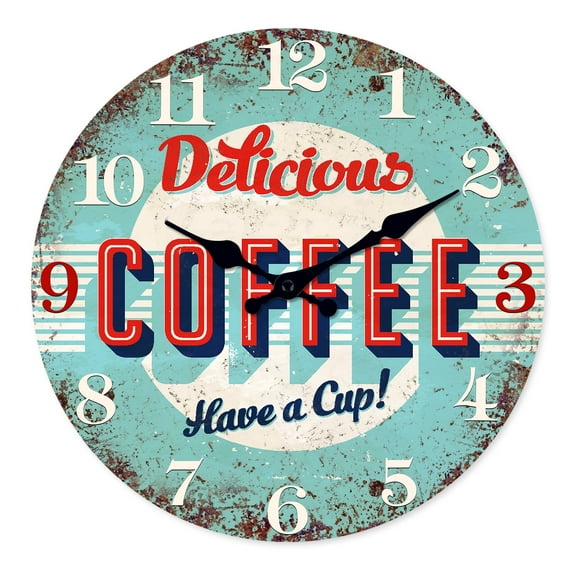 Vintage Wooden Wall Clock Battery Operated 16 Inch Rustic Country Round ...