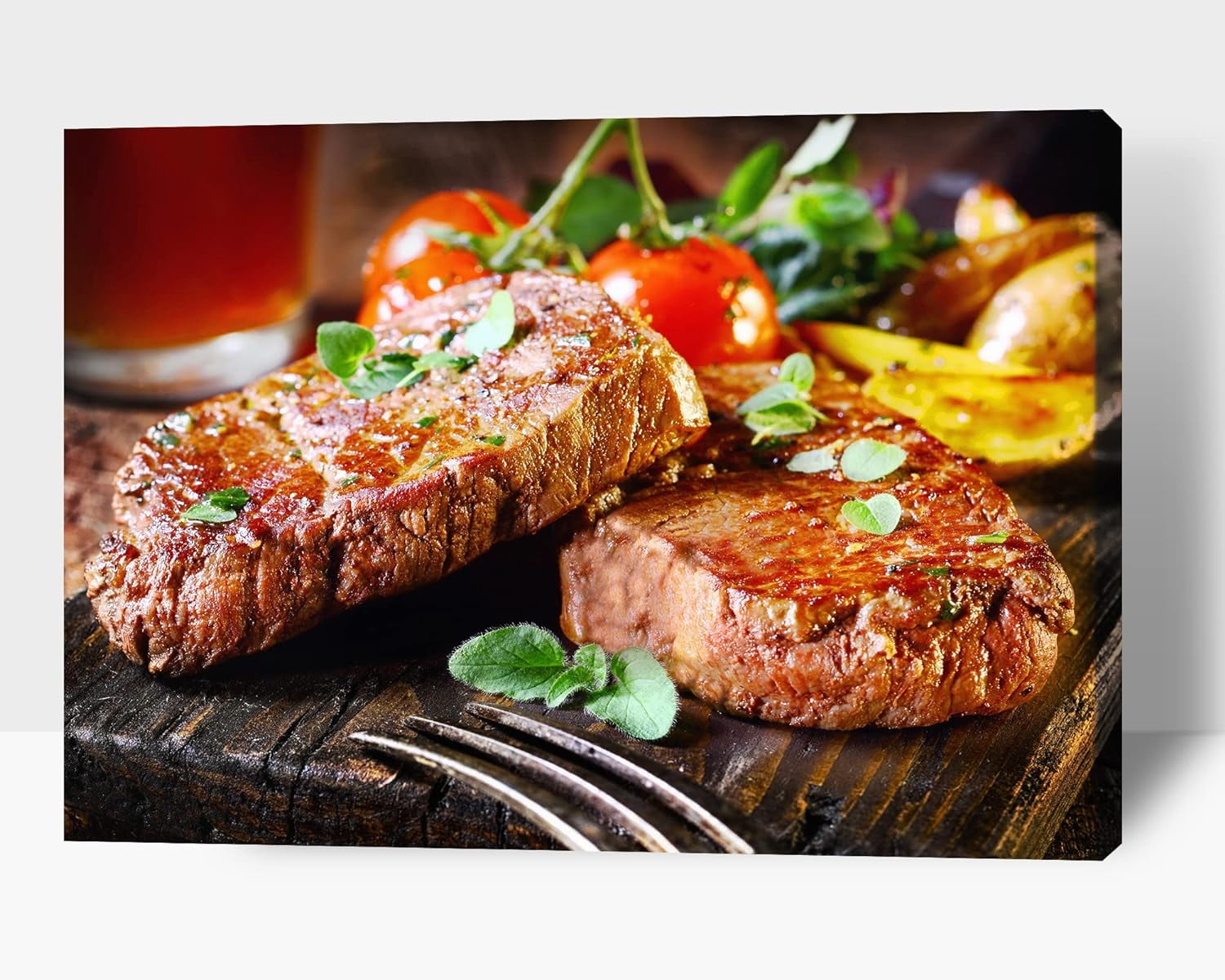 Kitchen Wall Decor Canvas Art, Delicious Steak Canvas Print for Dining ...