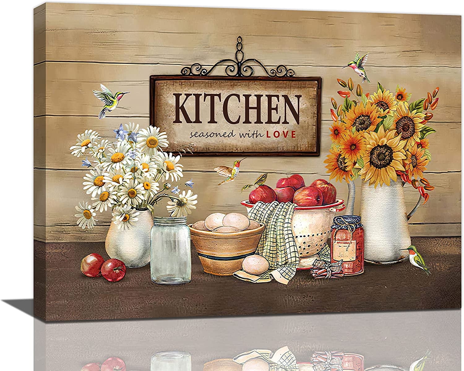 Kitchen Wall Decor Rustic Farmhouse Kitchen Wall Art Country Daisy ...