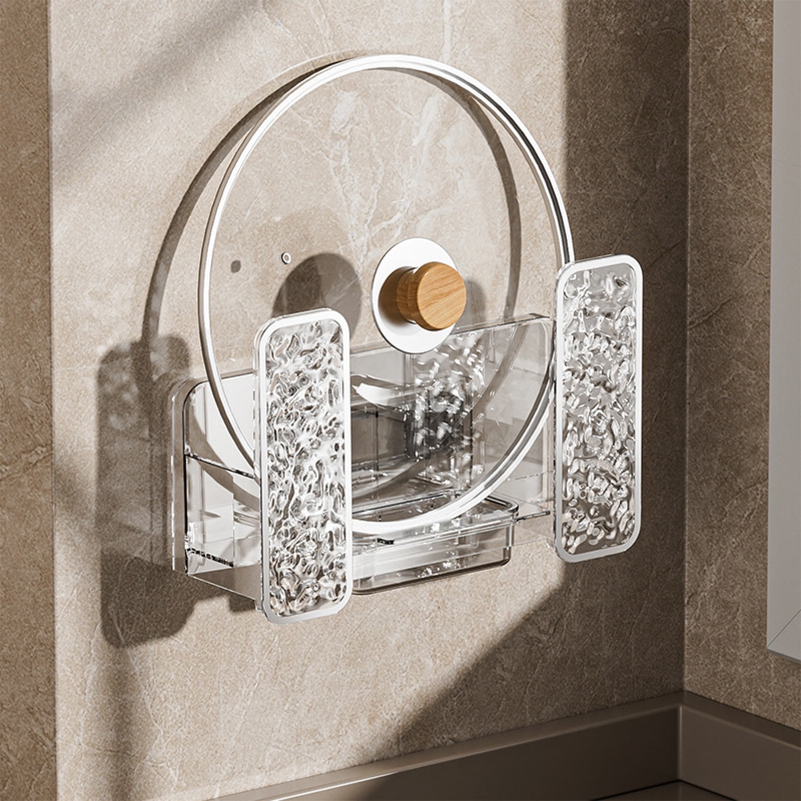 Kitchen Wall Mounted Shelf | Glacier Style Pot Lid Holder Rack | Clear ...