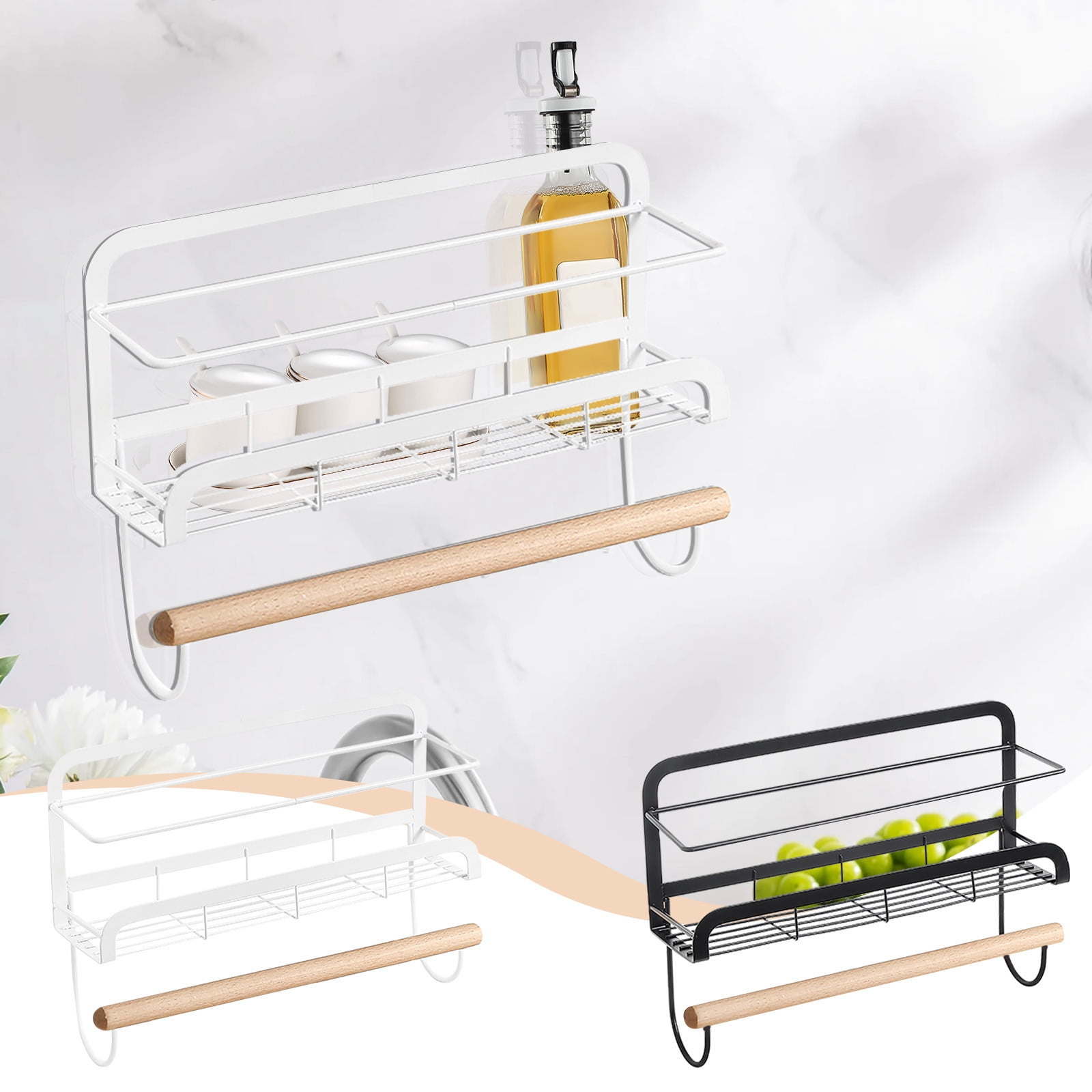 Kitchen Wall Mounted Storage Rack | Magnetic Absorption Install | No ...