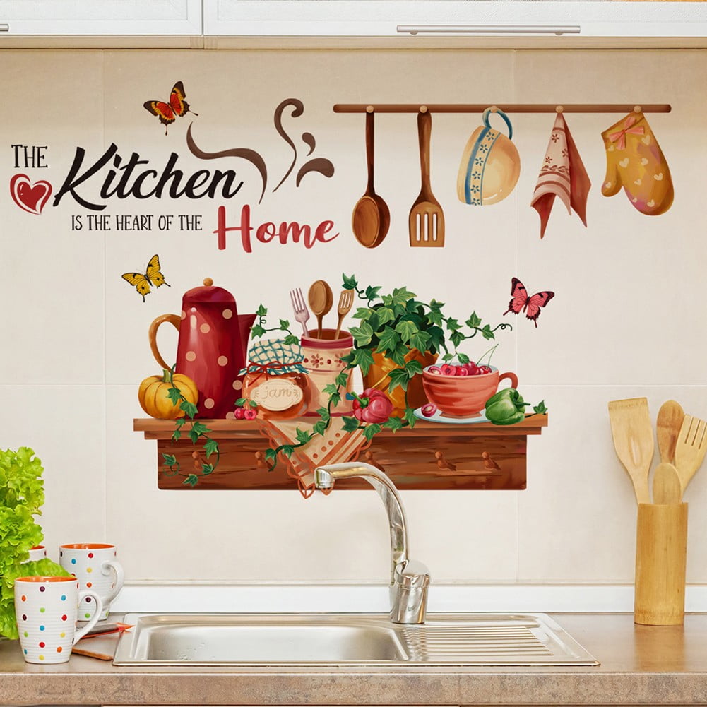 Kitchen Wall Stickers,Fun Cook Utensils Design for Home,Restaurant ...