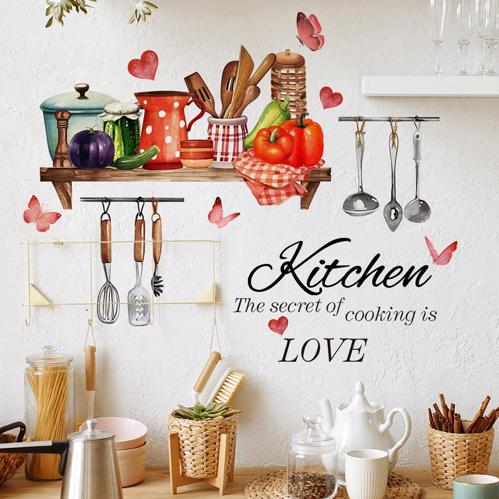 Kitchen Wall Stickers Fun Design Cook Utensils Home Decoration ...