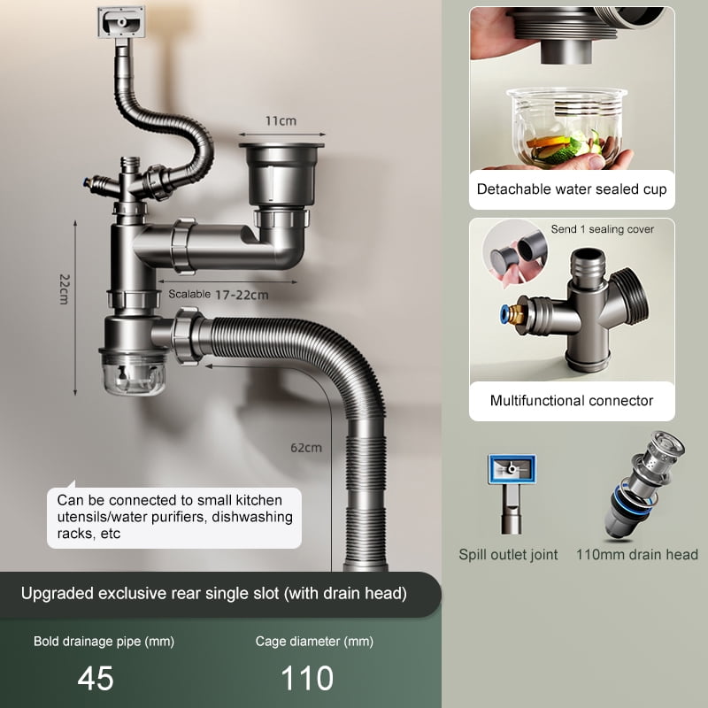 Kitchen Washbasin Sink Bathroom Downpipe Fittings Single And Double ...