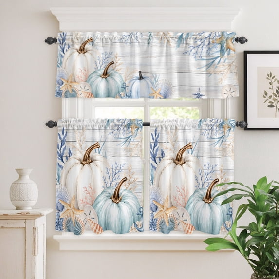 Kitchen Window Curtains Valance and Tier Set, Thanksgiving Fall ...