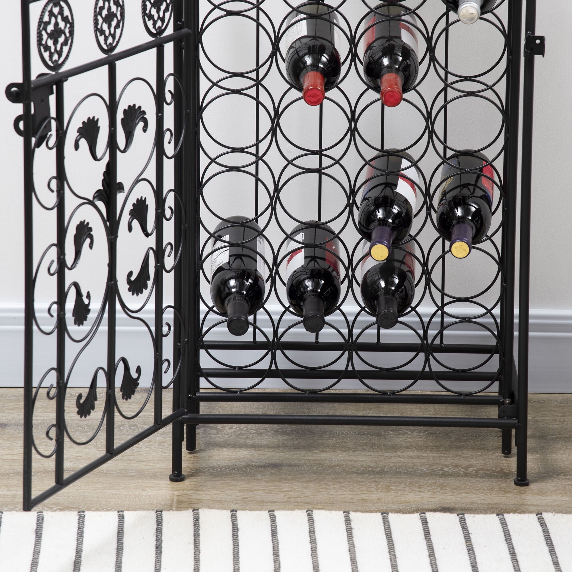 Kitchen Wine Racks HOMCOM 45 Bottle Wrought Iron Wine Rack Jail with ...