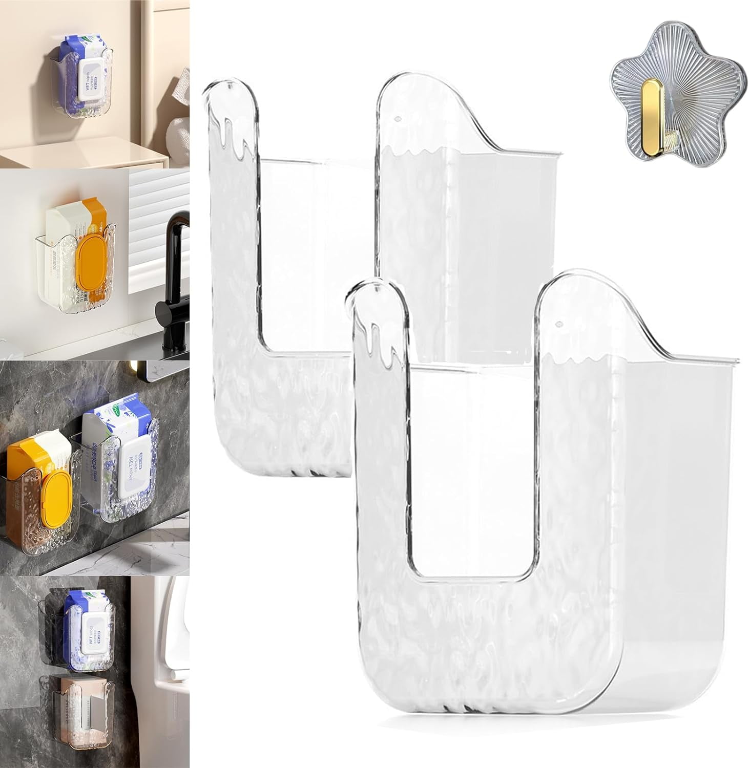Kitchen Wipes Storage Box, Acrylic Wall Mounted Tissue Box Holder ...