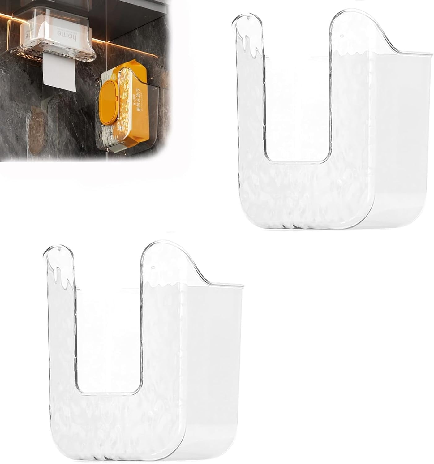 Kitchen Wipes Storage Box,No Punching Wall Hanging Tissue Holder ...