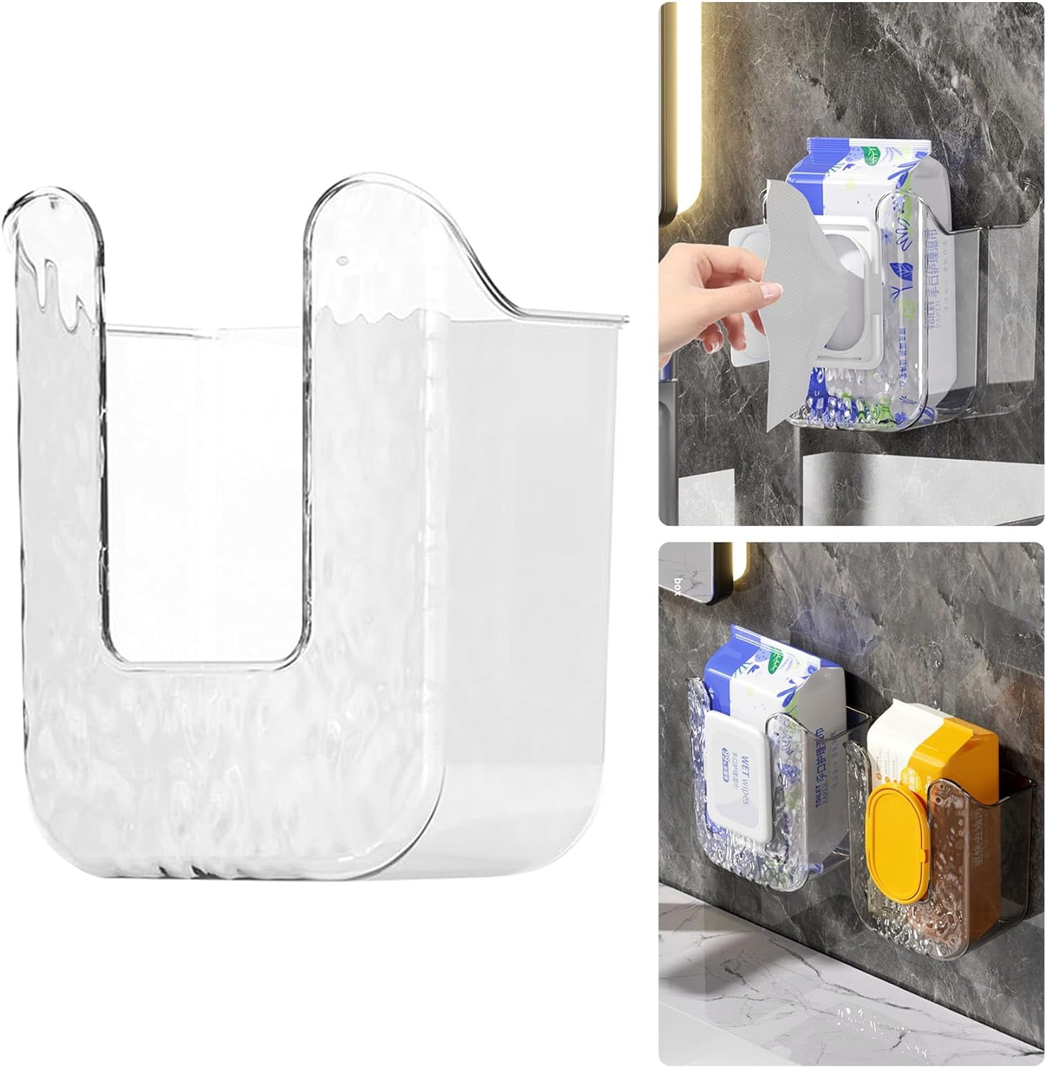 Kitchen Wipes Storage Box,No Punching Wall Hanging Wet Wipes Dispenser ...