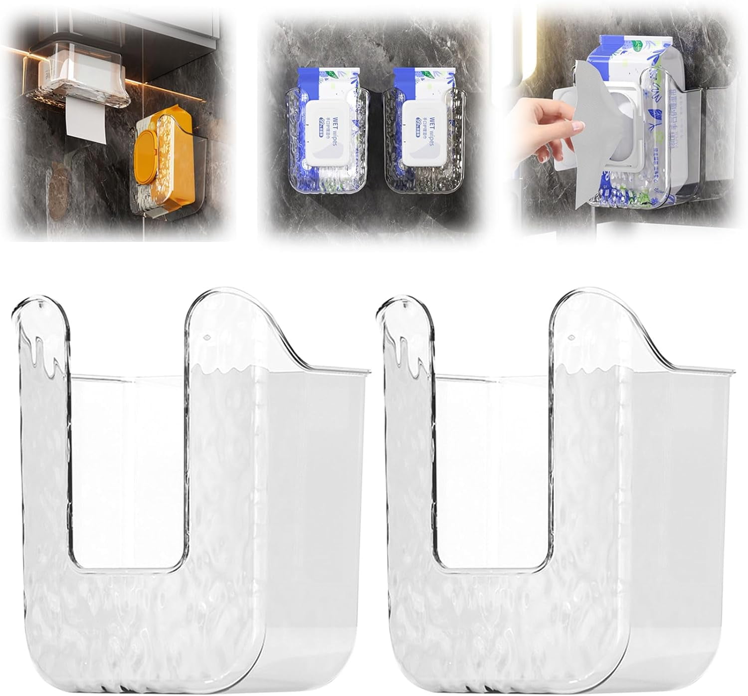 Kitchen Wipes Storage Box, No Punching Self-Adhesive Wall-Mounted ...