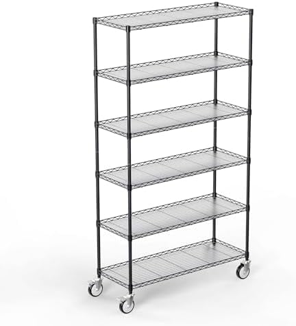 Kitchen Wire Shelving Rack, 6 Tier 2100LBS Metal Shelf Organizer ...