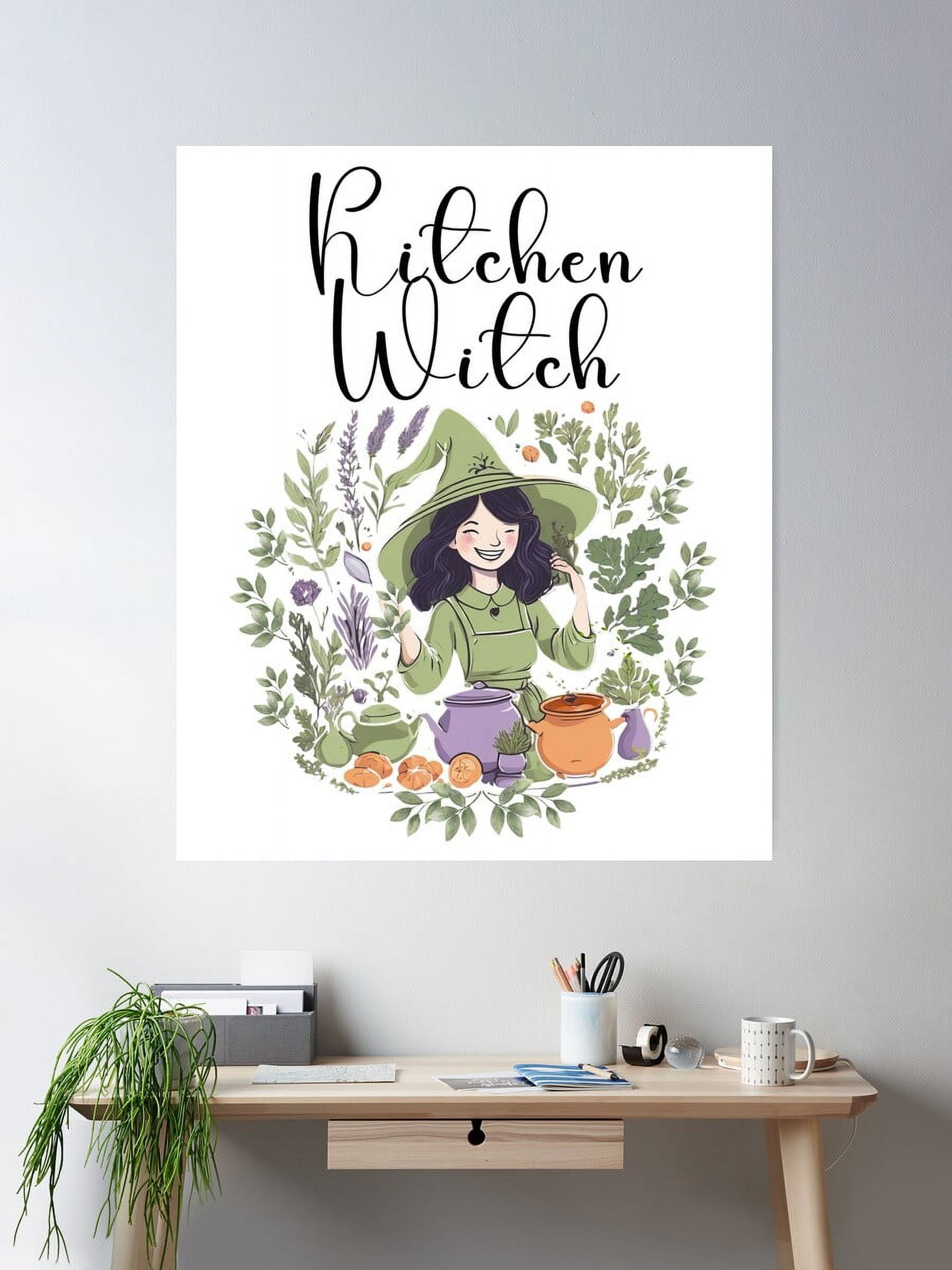 Kitchen Witch Design Poster Wall Art, Modern Wall Decor For Living Room ...