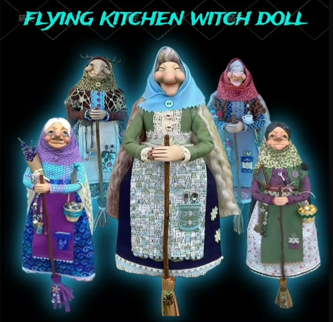 Kitchen Witch Doll，Handmade 7'' Good Luck Charm Witches for Kitchens ...