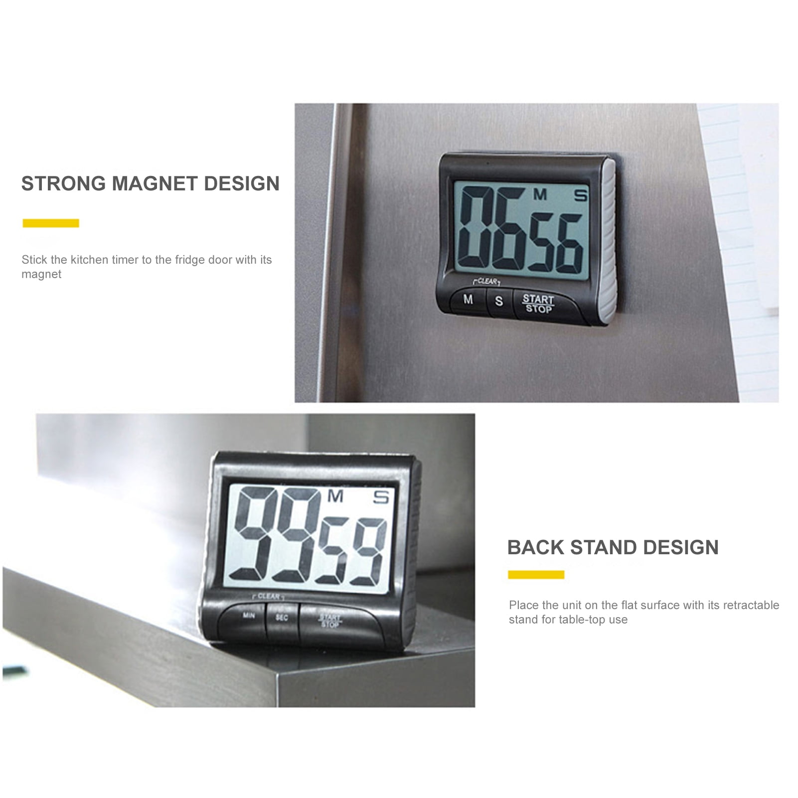 Kitchen ,With Stand Loud Alarm Lcd Display Clock Time Workout Kitchen ...