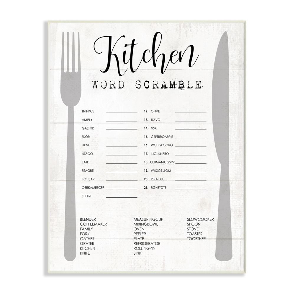 Kitchen Word Scramble Fun Family Word Design Wall Plaque Art by Daphne ...