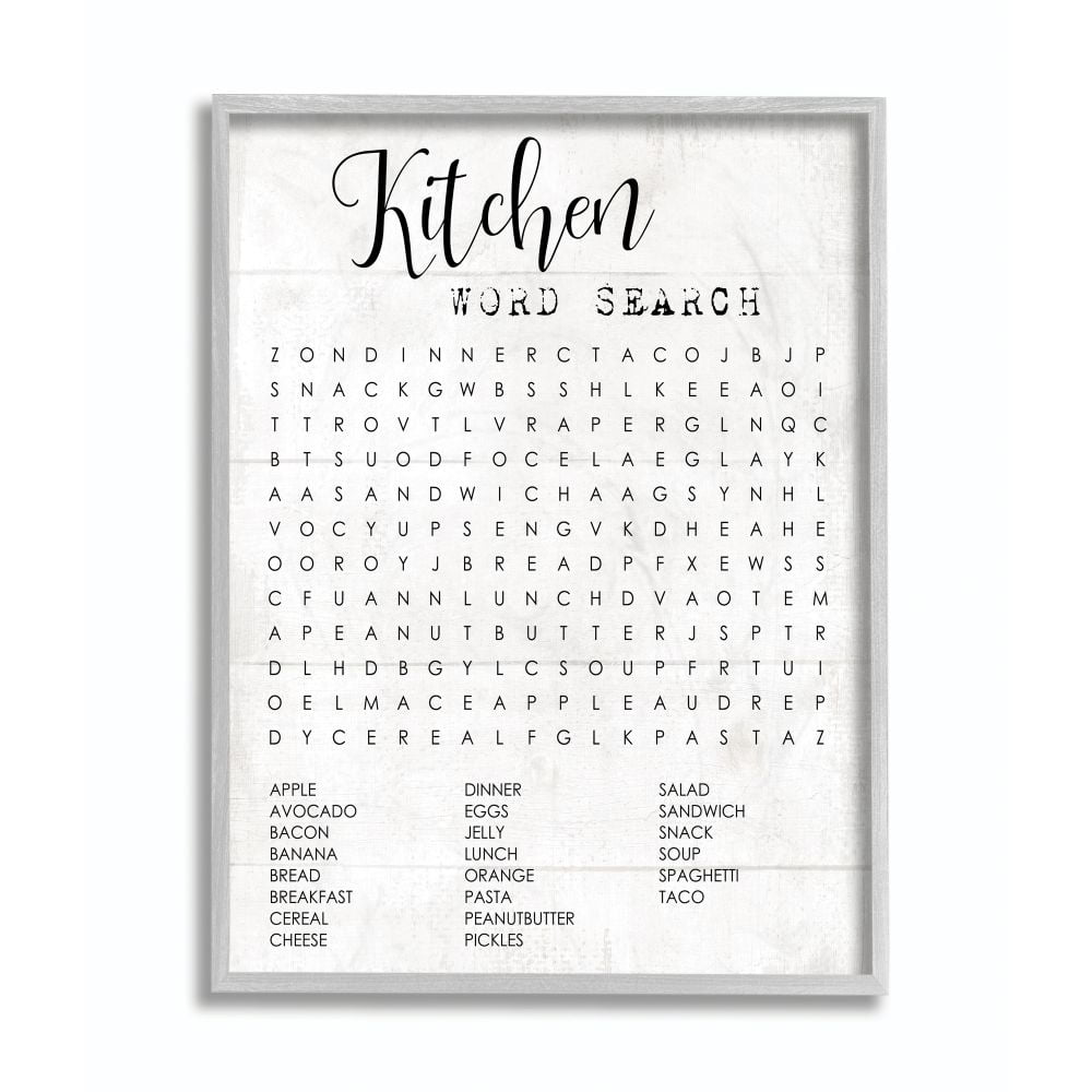 Kitchen Word Search Family Word Design Gray Farmhouse Rustic Oversized ...