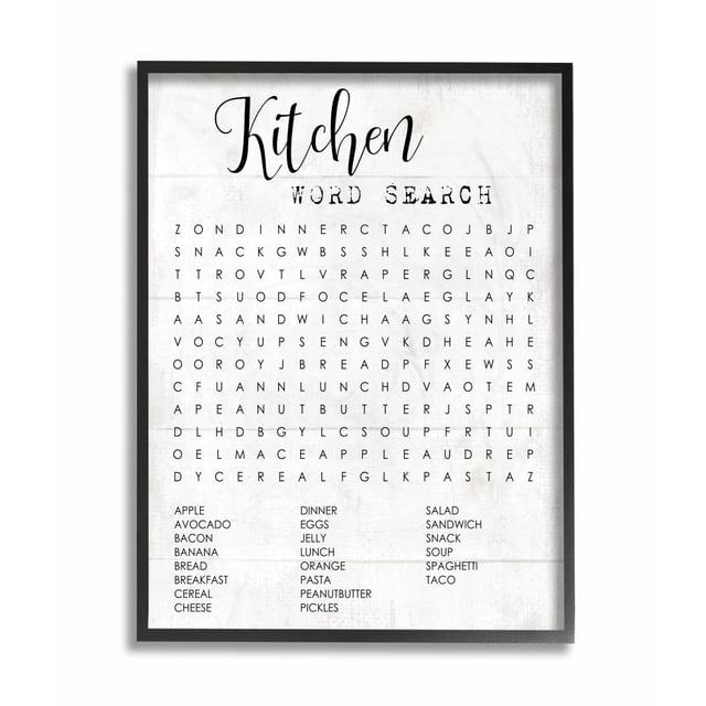 Kitchen Word Search Family Word Design Oversized Framed Giclee ...
