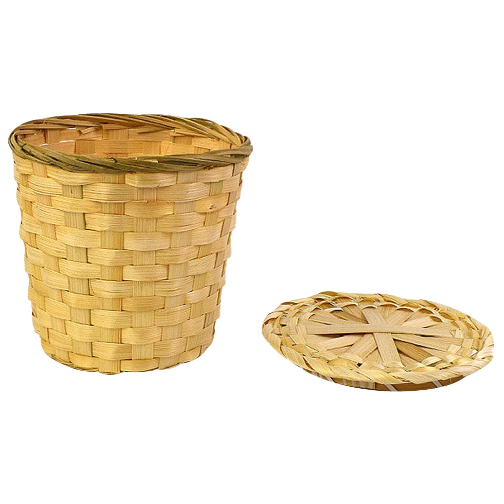 Kitchen Woven Basket Mini Tea Bin Remote Trash Can with Lid - Walmart.com