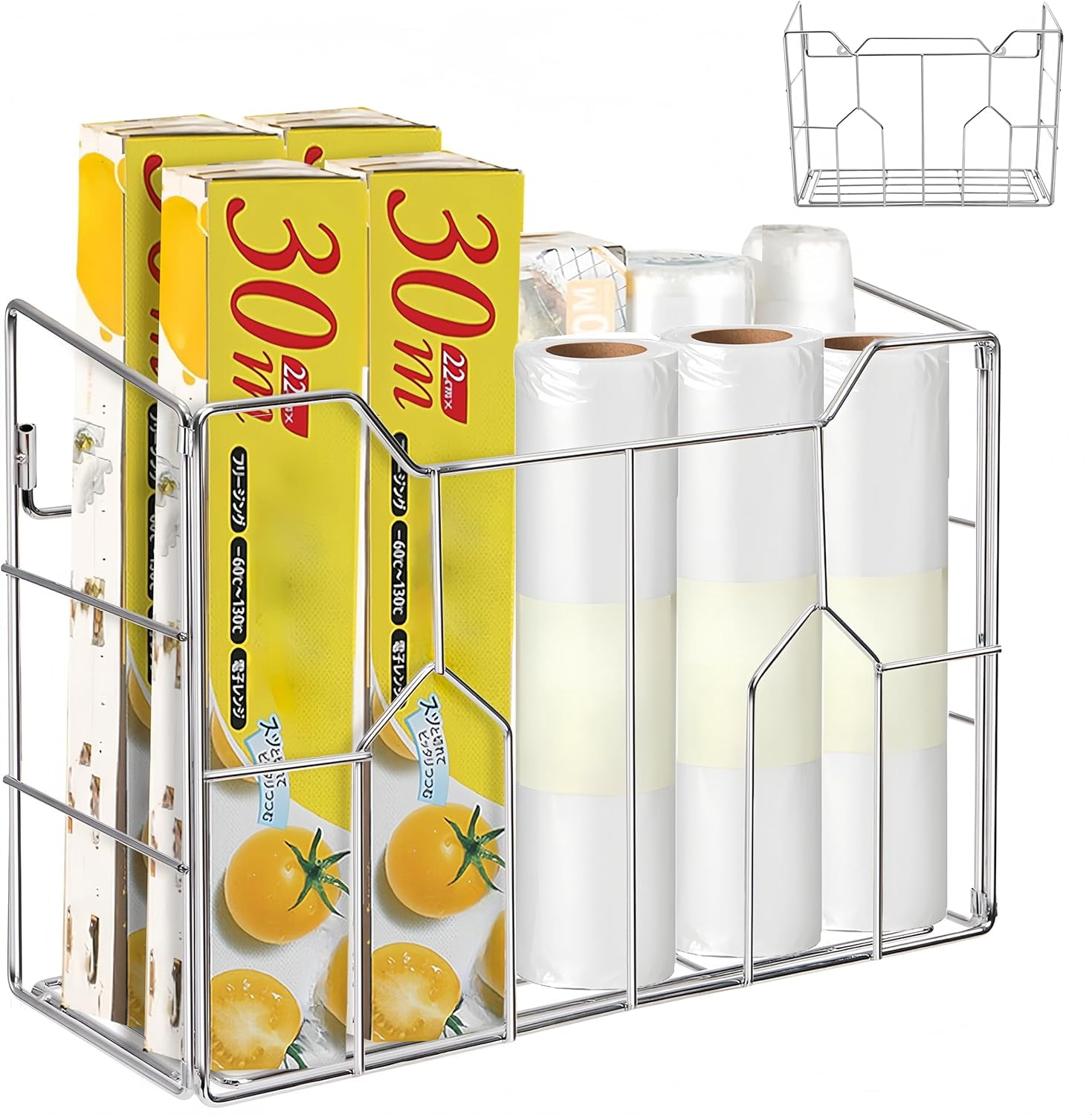 Kitchen Wrap Organizer Rack Wall Mount, Cabinet Door Organizer Storage ...
