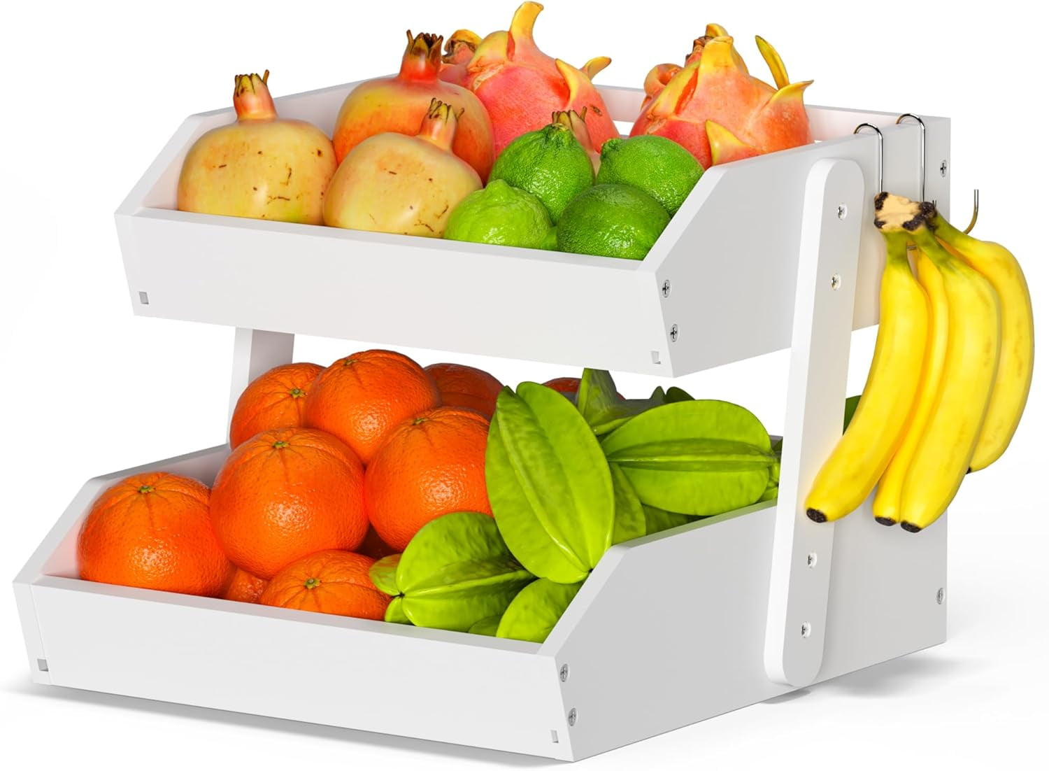 Kitchen bamboo fruit basket -3-level fruit bowls at the kitchen counter ...