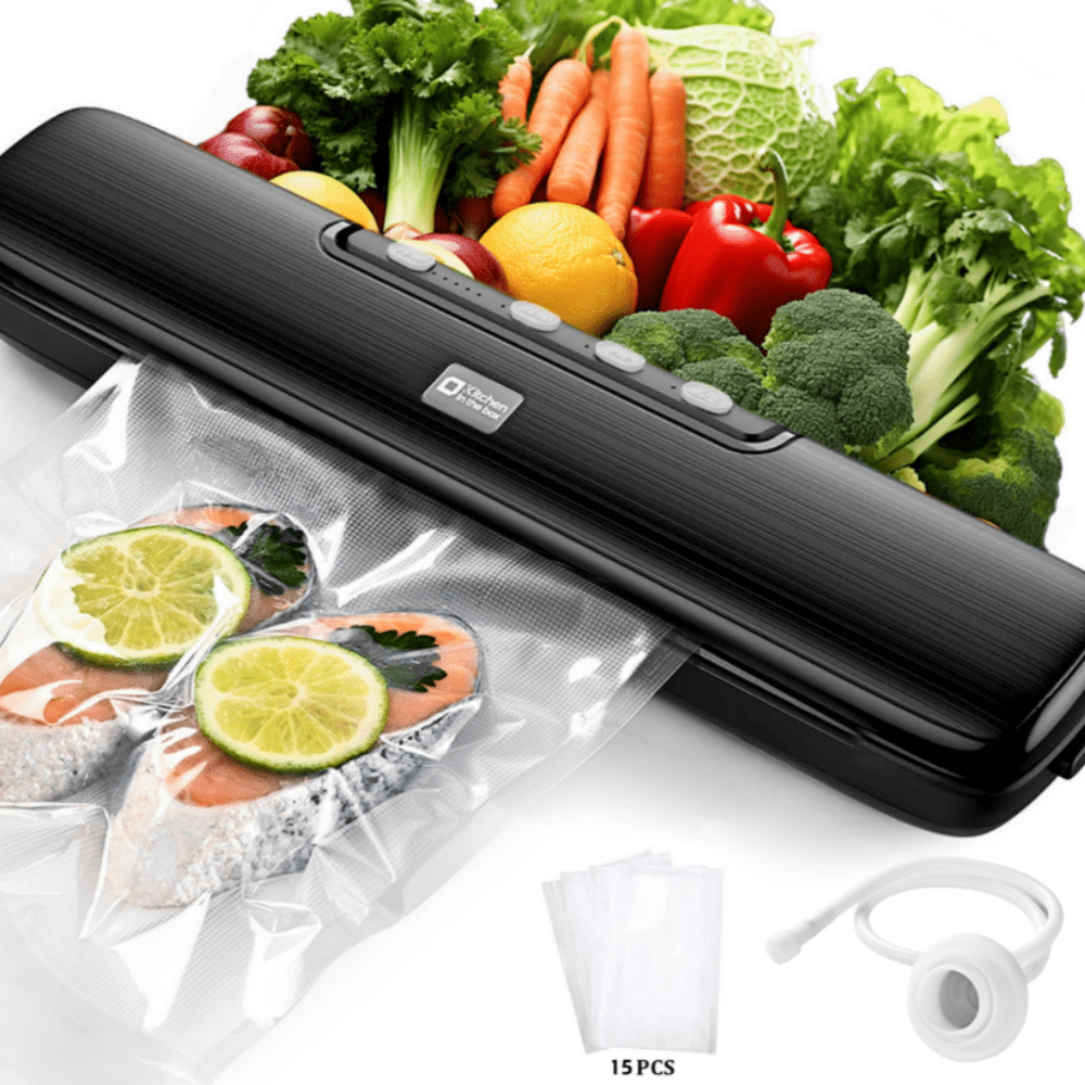 Kitchen in the box Vacuum Sealer Machine with 15Pcs Bags, Automatic Air ...