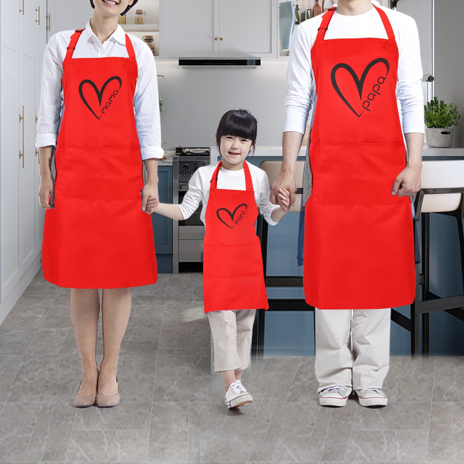 Kitchen cooking apron love pattern parent-child apron, suitable for the ...