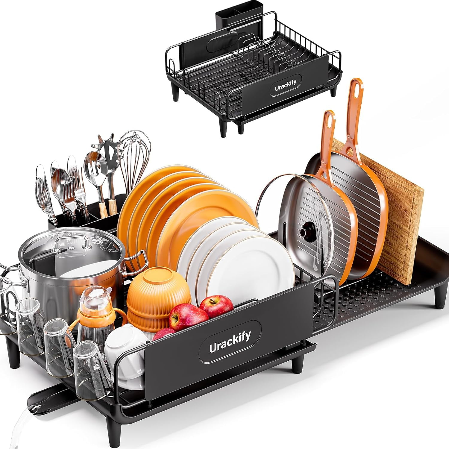 Kitchen countertop retractable dish drying rack with multifunctional ...