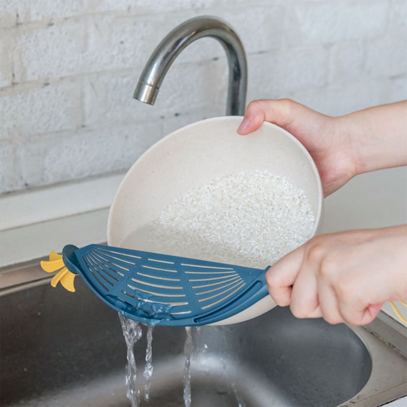 Kitchen rice washer plastic drain vegetable washing baffle hollow ...
