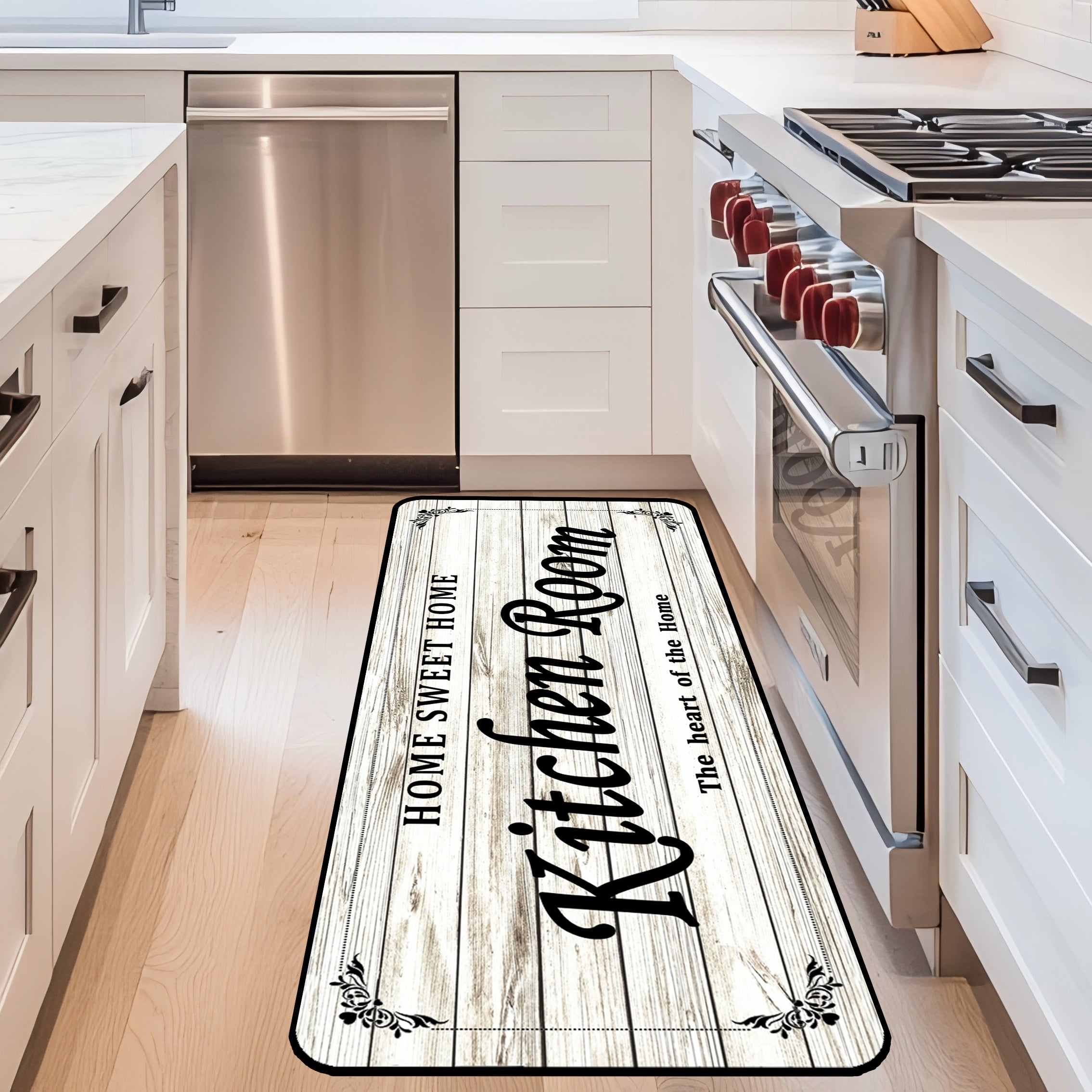 Kitchen rug White Anti-Fatigue Kitchen Floor Mat – Non-Slip, Cushioned ...