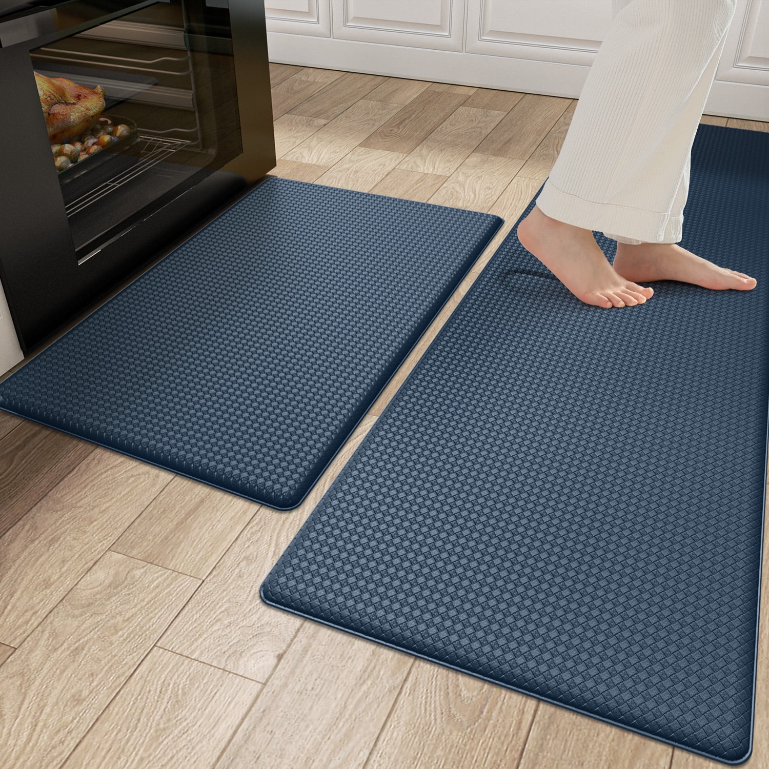 OEAKAY Kitchen Rug, Cushioned Anti Fatigue Kitchen Mat Set 2 Pieces, 17 ...