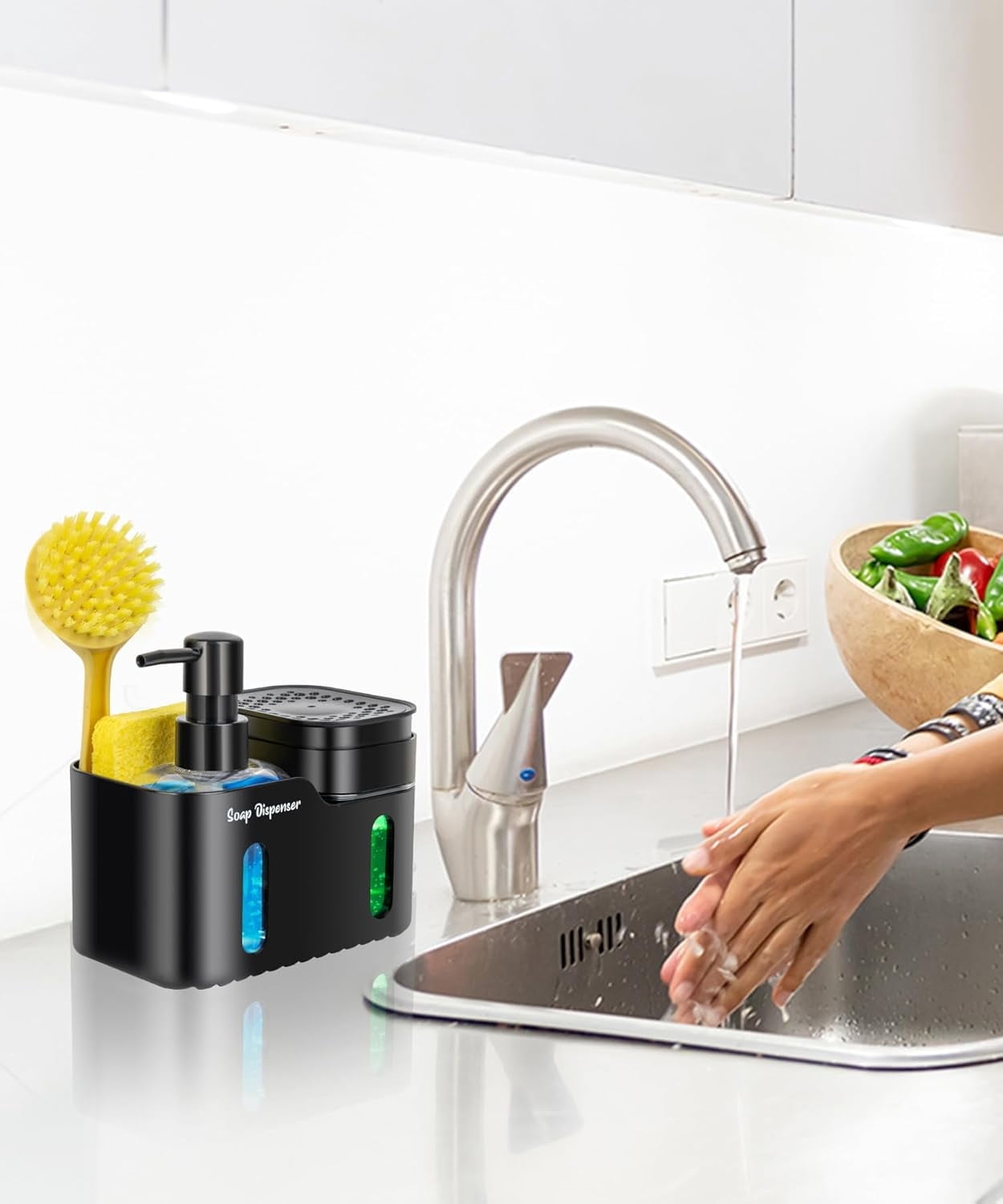 Kitchen sink countertop soap dispenser set for hand washing and ...
