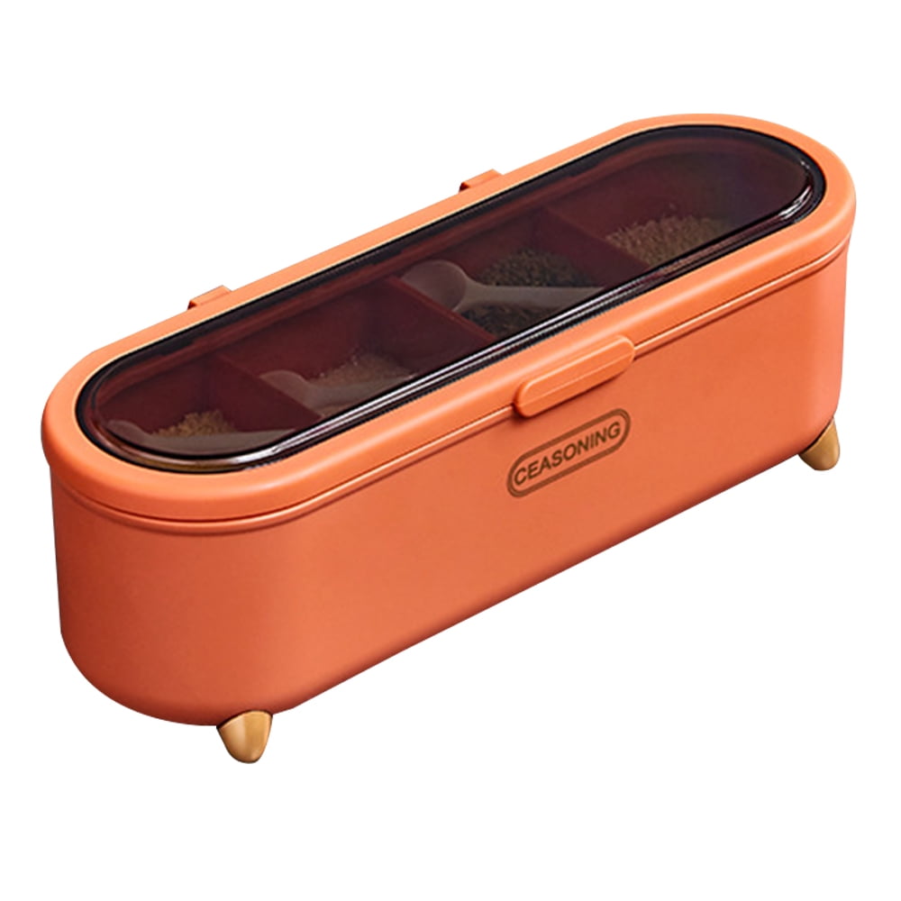 Kitchen spice box, moisture resistant, 4 compartments with spoon ...