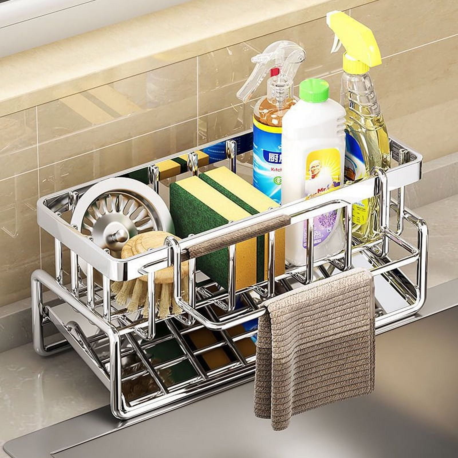 Kitchen stainless steel shelf, sponge drain rack, sink drainage rack ...